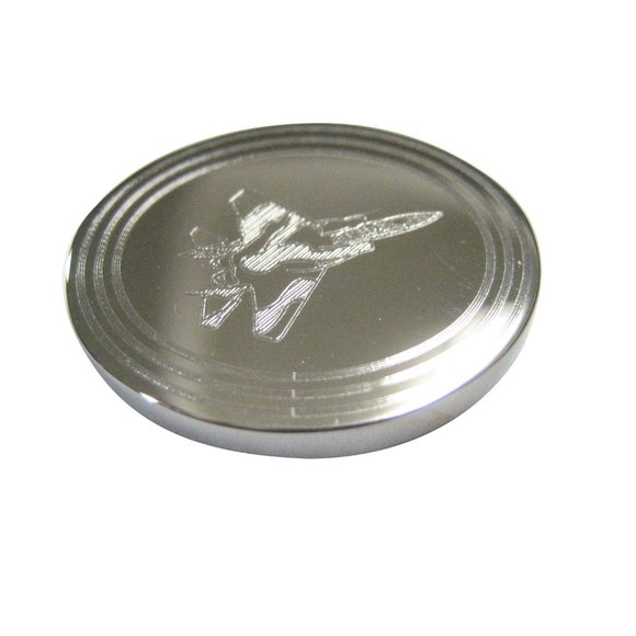 Kiola Designs | Accessories | Silver Toned Etched Oval Fighter Jet ...
